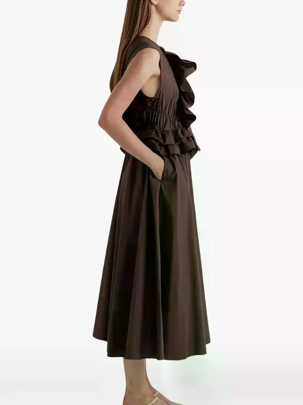 MEIMEIJ Ruffled Midi Dress - Brown