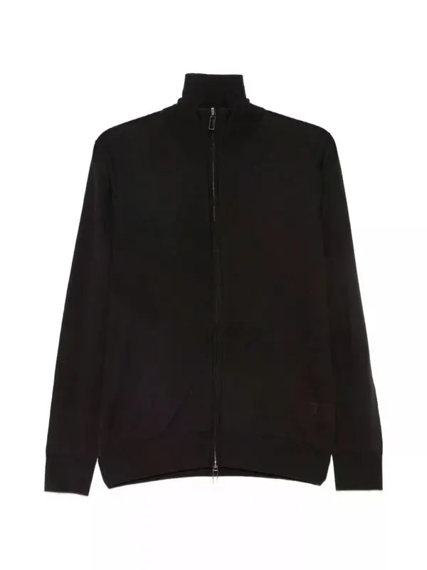 PAOLO PECORA Zip-up High-neck Cardigan - Black