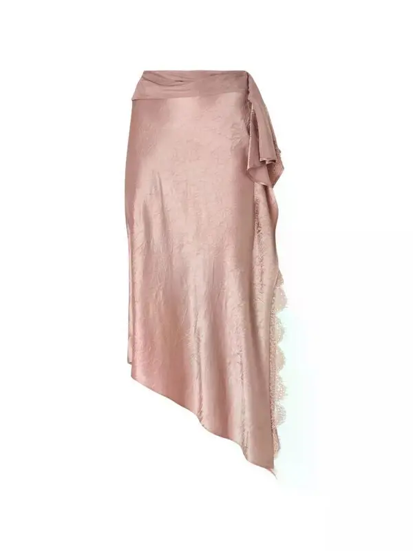 Pinko Asymmetric Midi Skirt In Satin - Pink