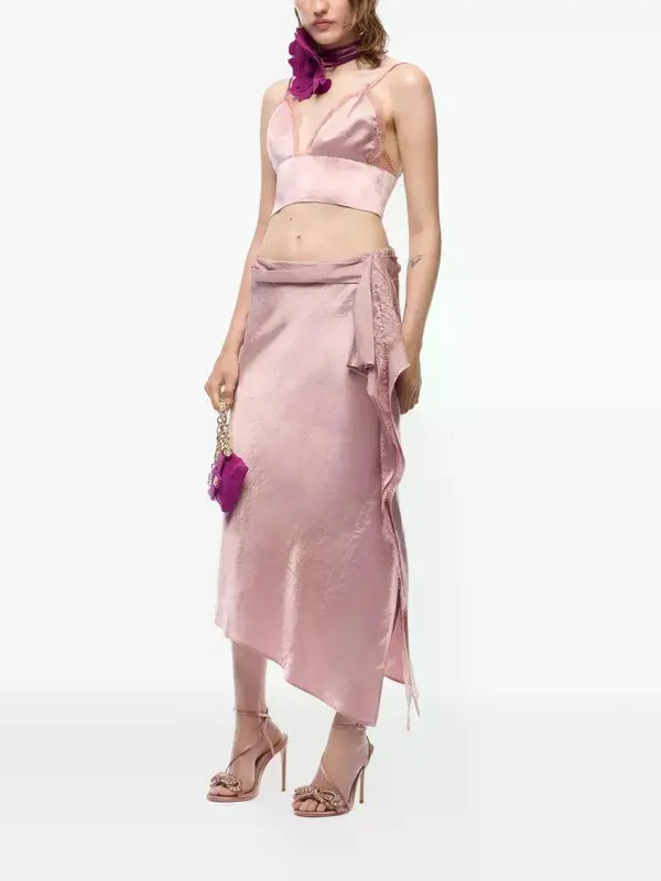 Pinko Asymmetric Midi Skirt In Satin