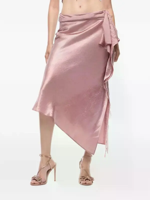 Pinko Asymmetric Midi Skirt In Satin