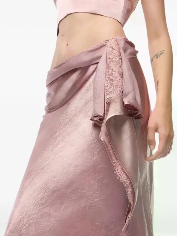 Pinko Asymmetric Midi Skirt In Satin