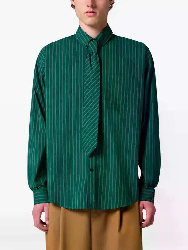 MSGM Pinstriped Tie-detail Shirt