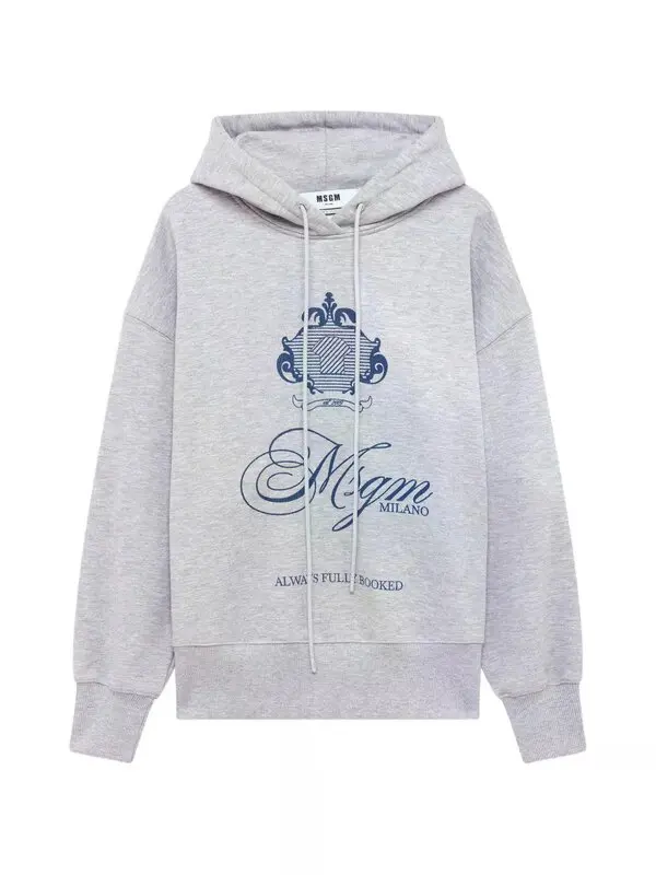 MSGM Logo-print Drawstring Hoodie - Grey