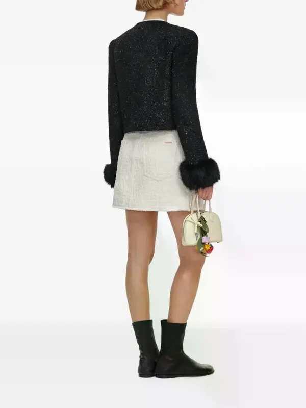 SELF-PORTRAIT Metallic Boucle Jacket With Faux Fur Cuffs
