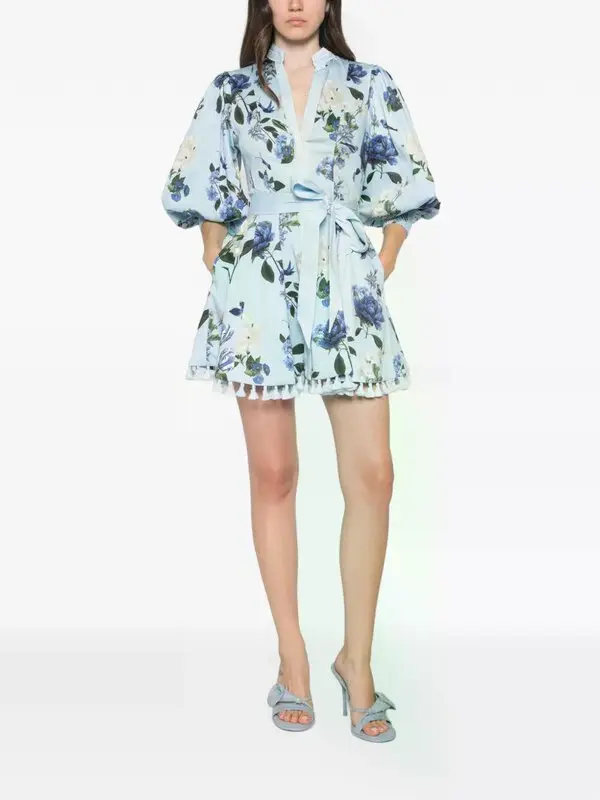 Alice + Olivia Floral Print Puff Sleeve Mini Dress