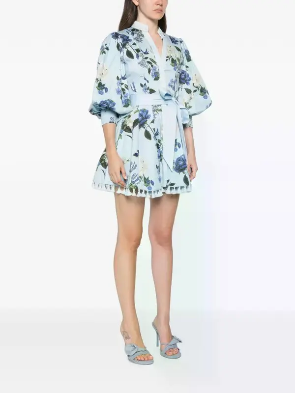 Alice + Olivia Floral Print Puff Sleeve Mini Dress