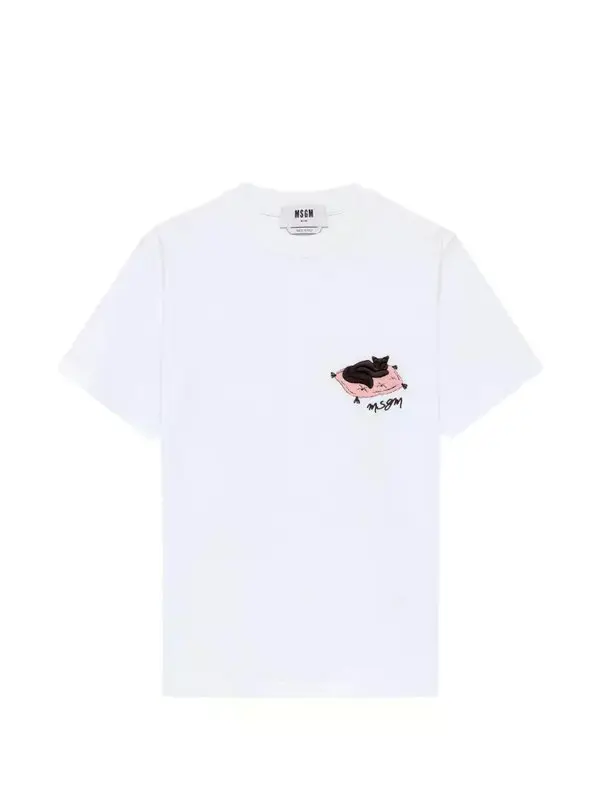 MSGM Embroidered Cat T-shirt
