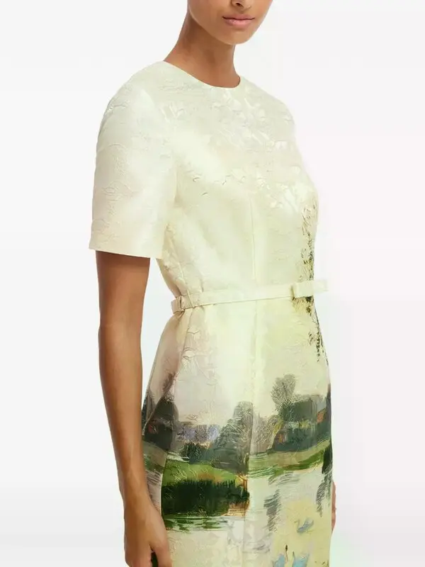 LEO LIN Elizabeth Jacquard-pattern Midi Dress