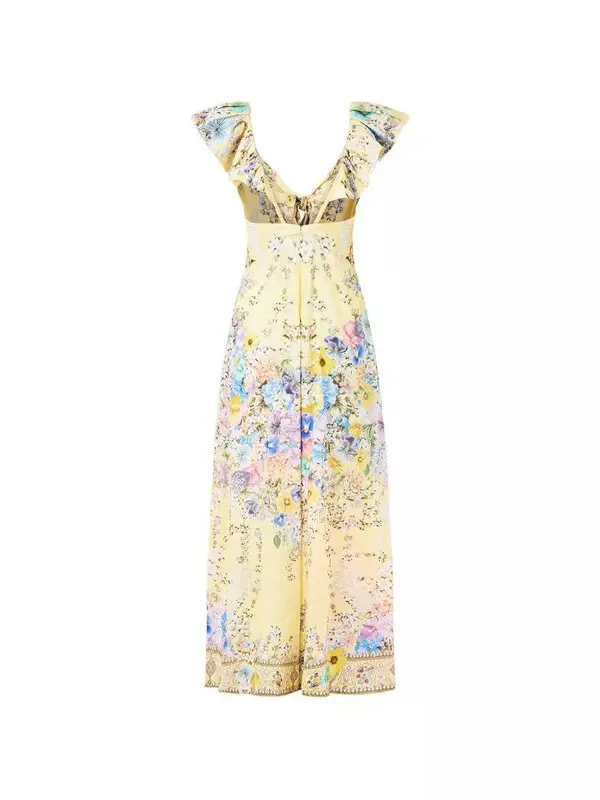 Camilla Tie-front Frill-sleeve Jumpsuit