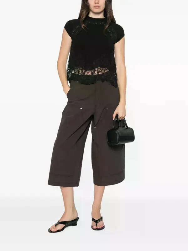 Ermanno Scervino Lace-trim Cap-sleeve Top - Black