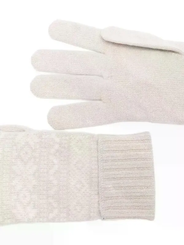 Eleventy Fair Isle-knit Ribbed-cuff Gloves