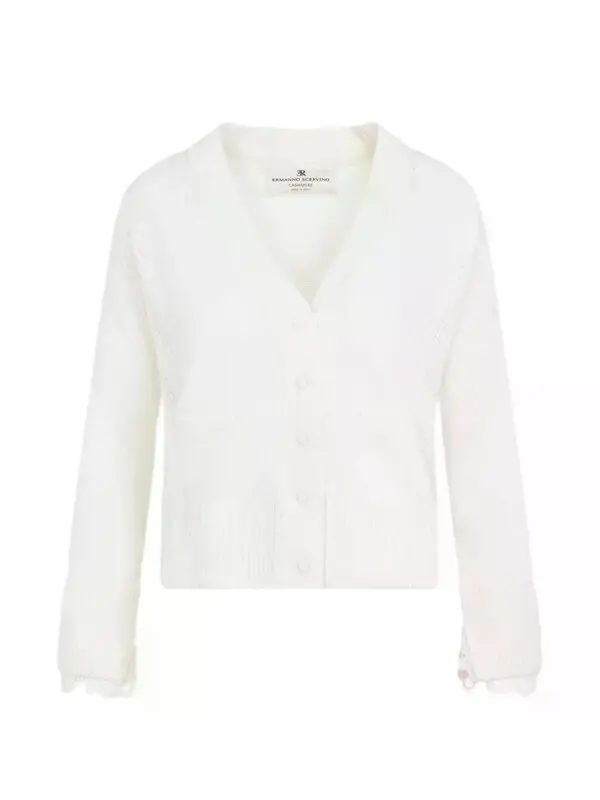 Ermanno Scervino Lace Trim Cashmere Cardigan