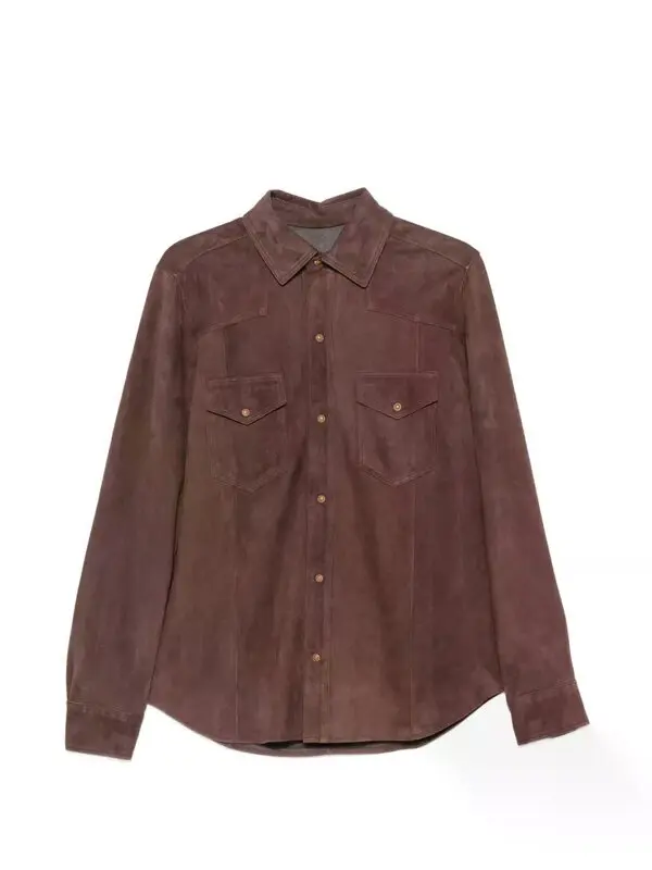 Eleventy Suede Flap-pocket Shirt - Brown