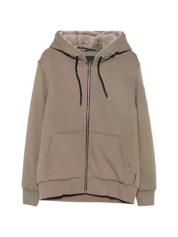 Moose Knuckles Logo Patch Zip-up Hoodie