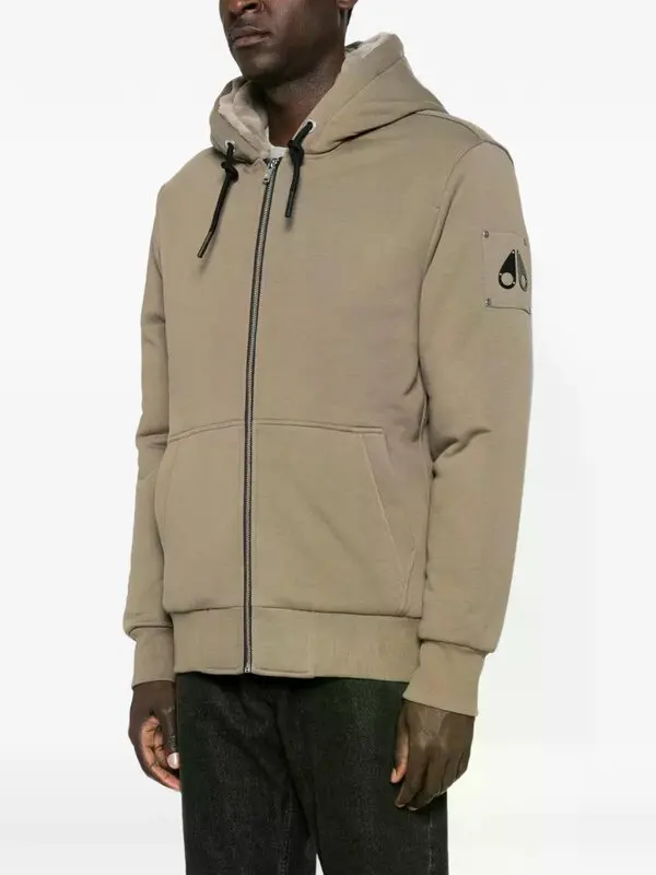 Moose Knuckles Logo Patch Zip-up Hoodie