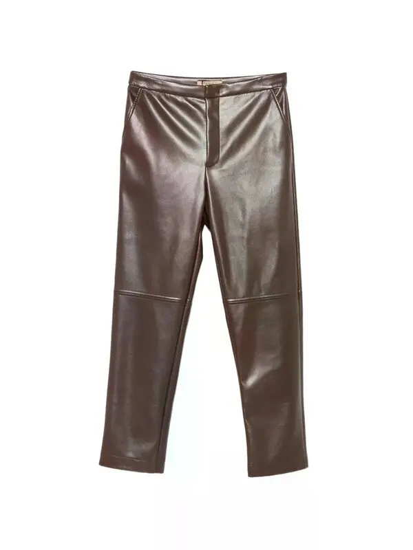 TWINSET Faux-leather Seam Detail Trousers - Brown