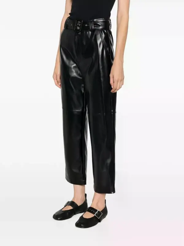 TWINSET Belted Faux-leather Trousers - Black