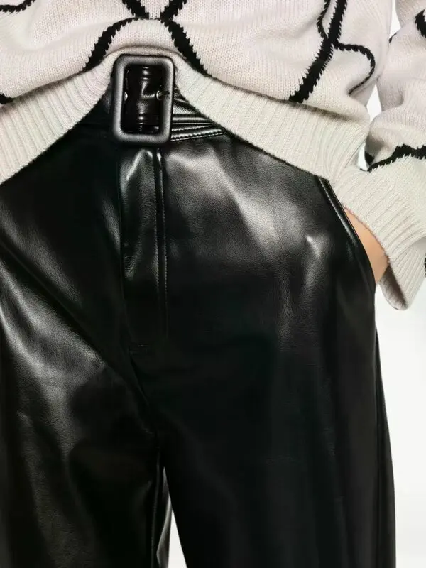 TWINSET Belted Faux-leather Trousers