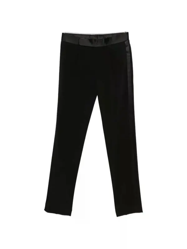 Giorgio Armani Satin-trim Pleated Trousers - Black