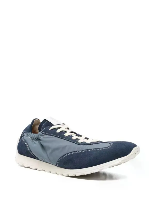 Eleventy Panelled Suede-trimmed Sneakers