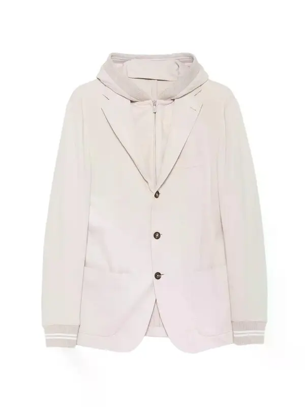 Eleventy Hooded Single-breasted Jacket - Neutrals