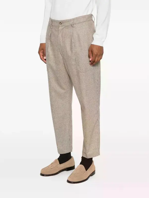Eleventy Check-pattern Pleated Trousers