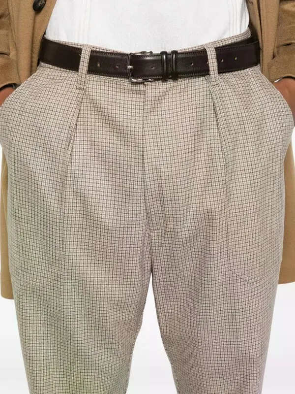 Eleventy Check-pattern Pleated Trousers