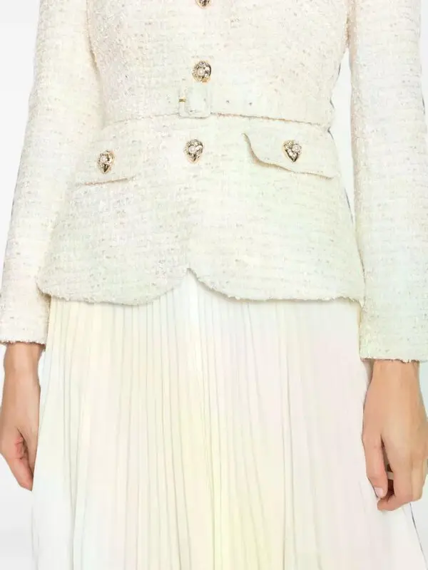 SELF-PORTRAIT Bouclé-knit Pleated Midi Dress