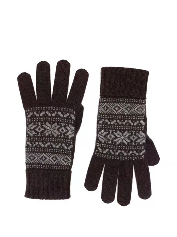Eleventy Fair Isle Ribbed-cuff Gloves