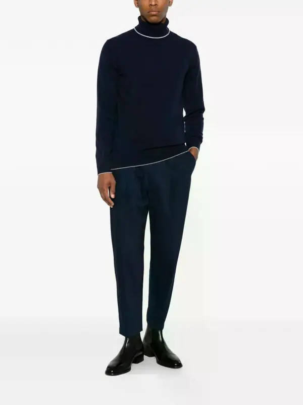Eleventy Roll-neck Contrast-trim Sweater