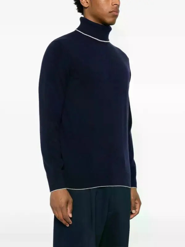Eleventy Roll-neck Contrast-trim Sweater