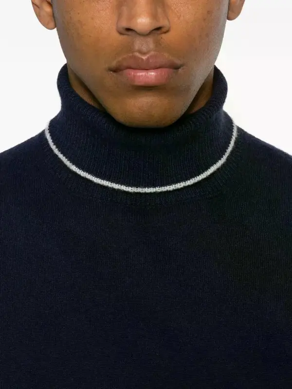 Eleventy Roll-neck Contrast-trim Sweater