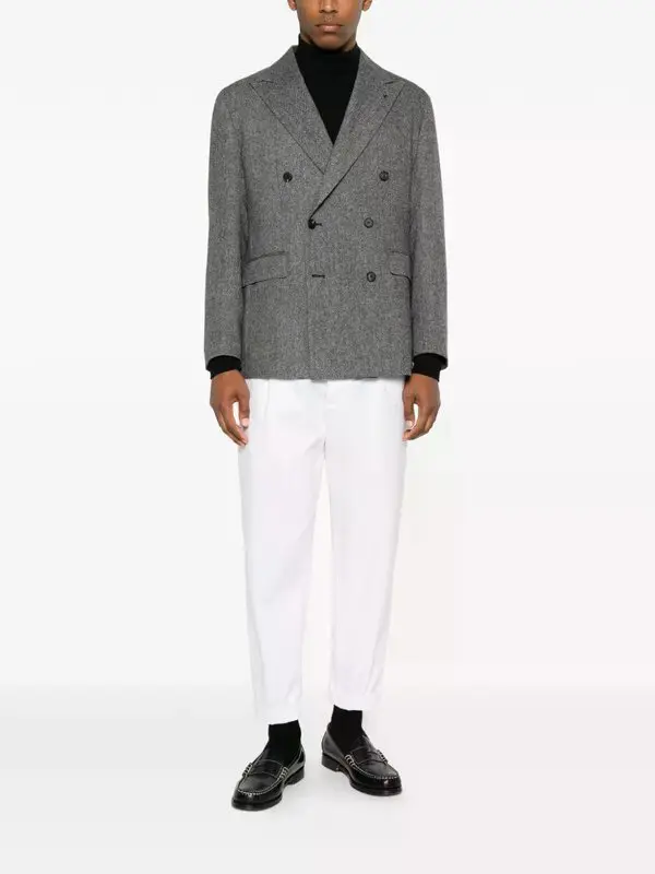 Eleventy Pleated Front Tailored Trousers - White