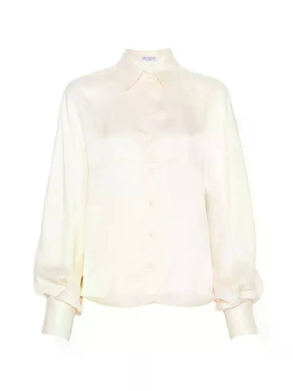 Brunello Cucinelli Balloon-sleeve Silk Shirt