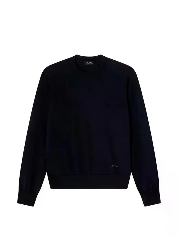 A.p.c. Logo-embroidered Wool Sweater - Blue