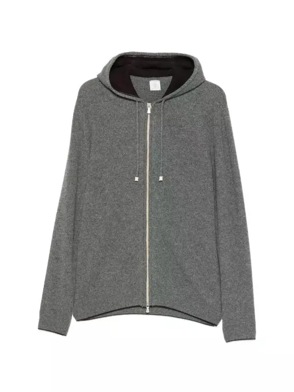 Eleventy Zip-up Cashmere Hood Cardigan