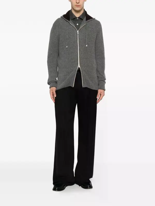 Eleventy Zip-up Cashmere Hood Cardigan