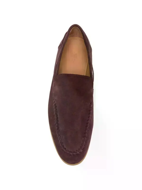 Eleventy Whipstitch-trim Suede Loafers