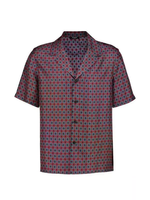 Balmain Geometric-print Silk Shirt