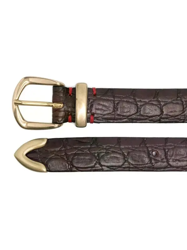 Eleventy Croc-effect Leather Belt