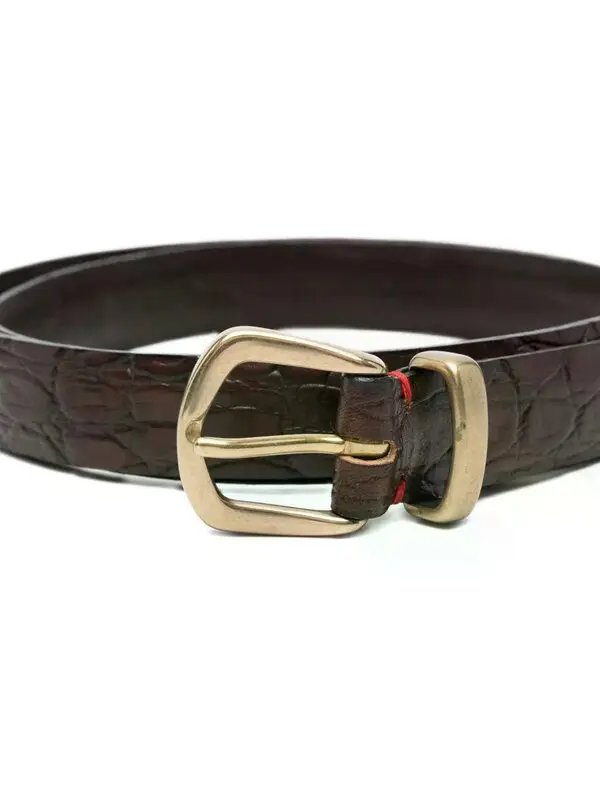 Eleventy Croc-effect Leather Belt