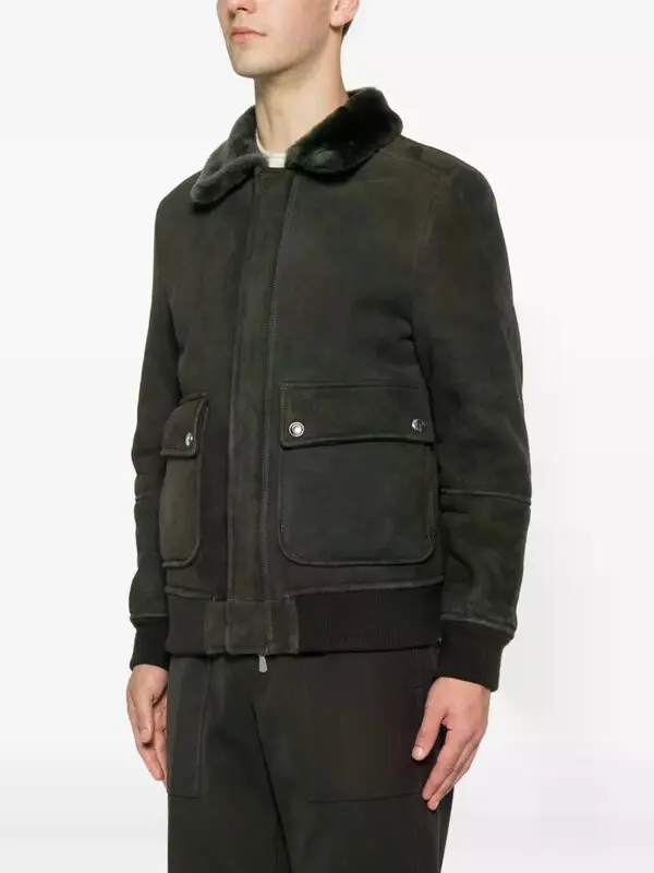 Eleventy Shearling-collar Bomber Jacket
