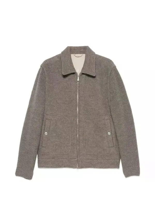 Eleventy Knit-sleeves Jacket - Grey