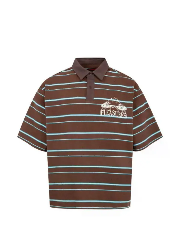 PLEASURES Teleport Boxy Striped Polo Shirt