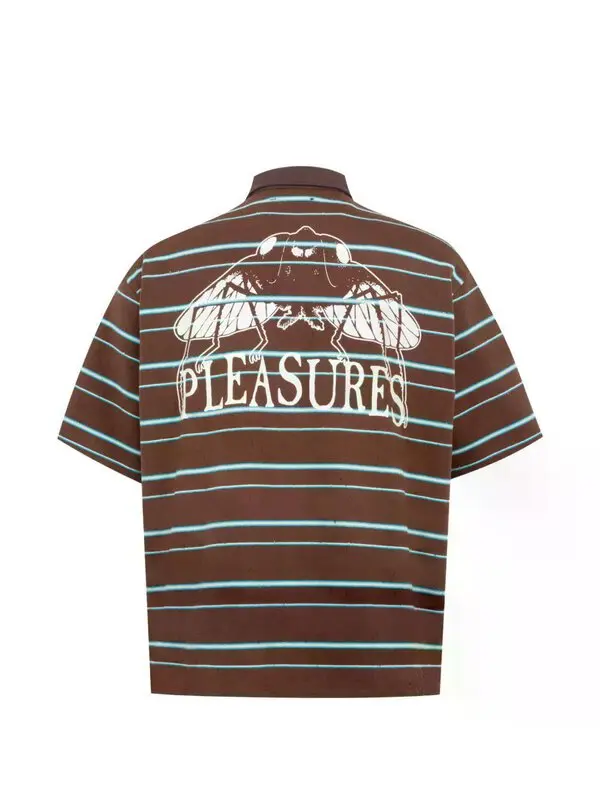 PLEASURES Teleport Boxy Striped Polo Shirt