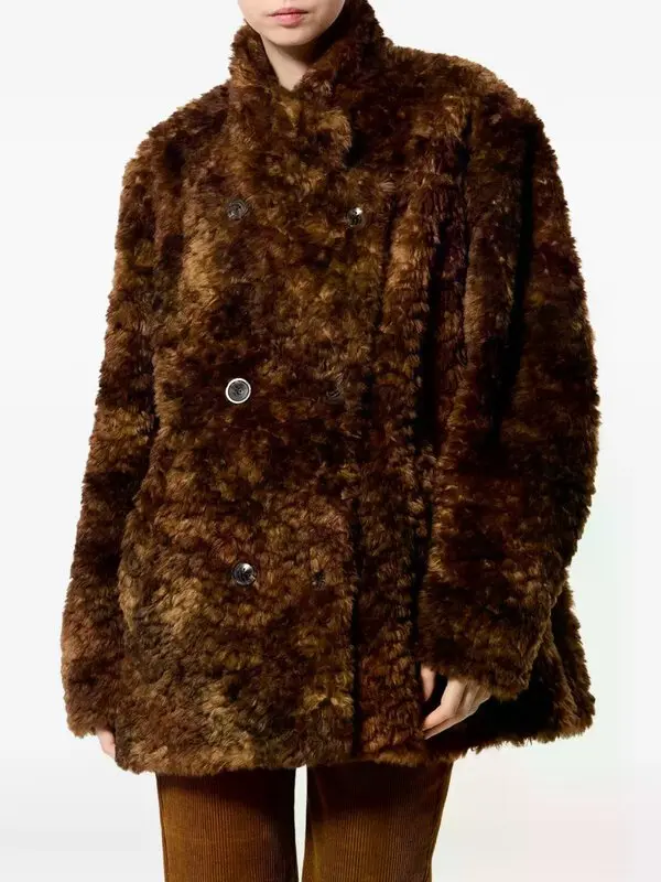 MARANT ETOILE Jya Double-breasted Faux Fur Coat