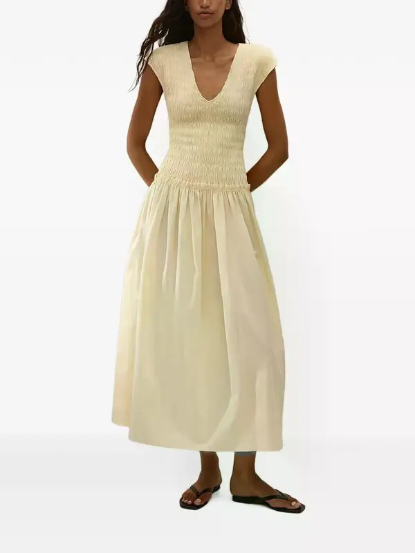 Faithfull The Brand Carmen Shirred V-neck Dress
