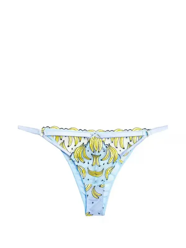 FLEUR DU MAL Banana-embroidered Tanga Briefs