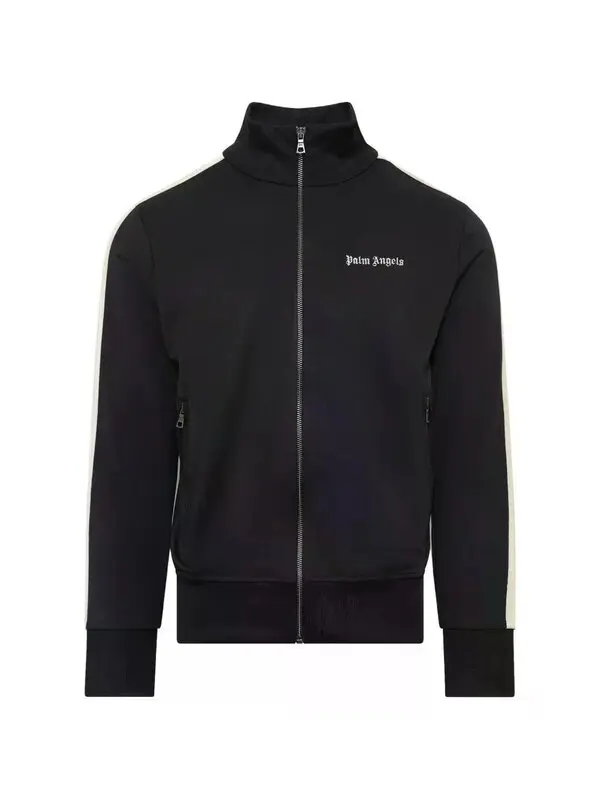 Palm Angels Logo-embroidered Striped-sleeve Sweatshirt